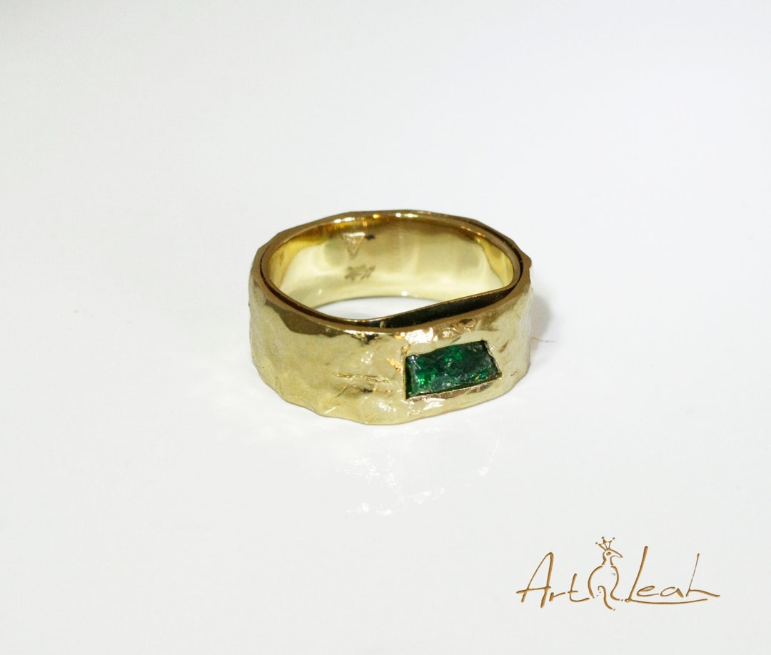 Art to Wear Every Day. Tsavorite Raw Gem Minimalist Ring, Israeli ...