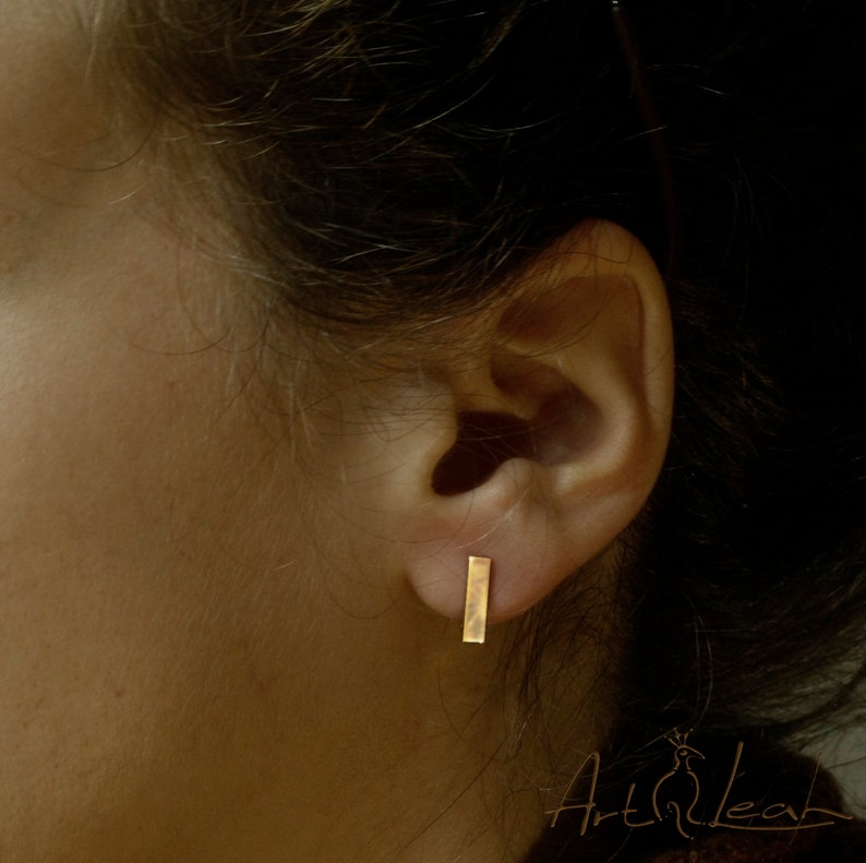 Bar Gold Earrings With Latch Back Closure Simple and Stylish - Etsy