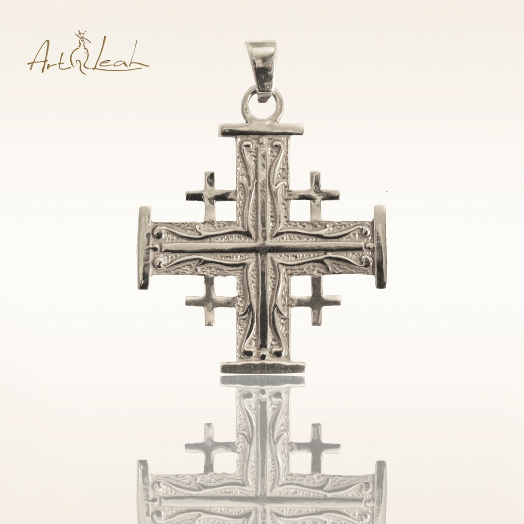 Jerusalem Crusader Cross Pendant Necklace, Made of Platinum or Solid ...