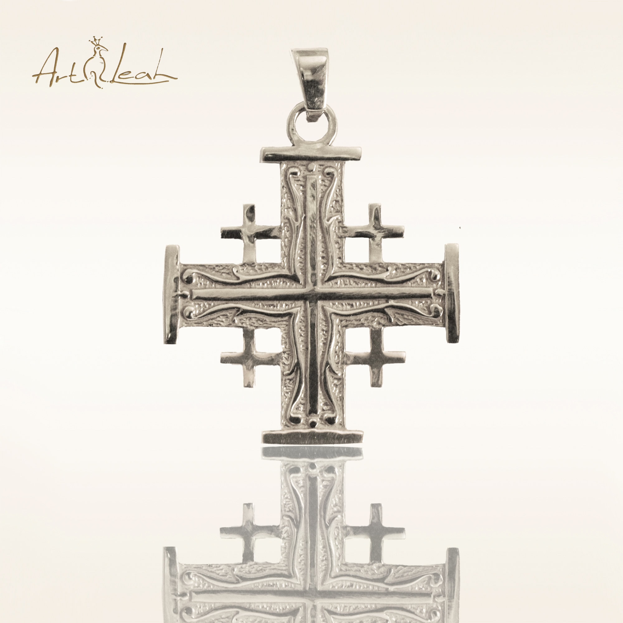 Jerusalem Crusader Cross Pendant Necklace, Made of Platinum or Solid ...