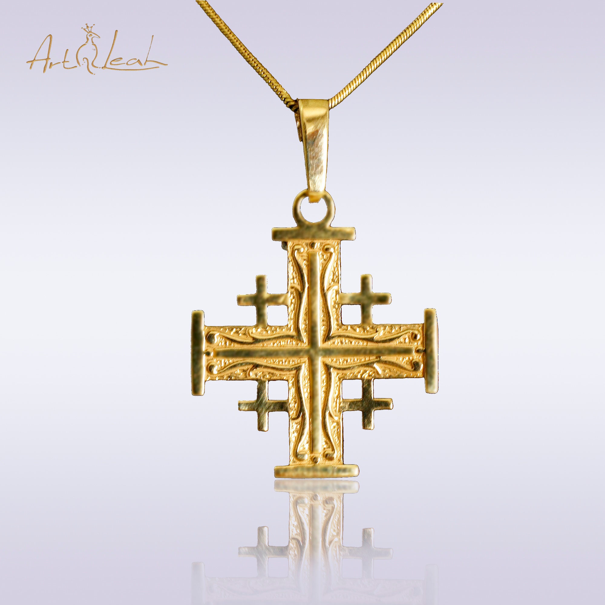 Jerusalem Cross Pendant Necklace ,crusader Solid Gold Christian Fife ...
