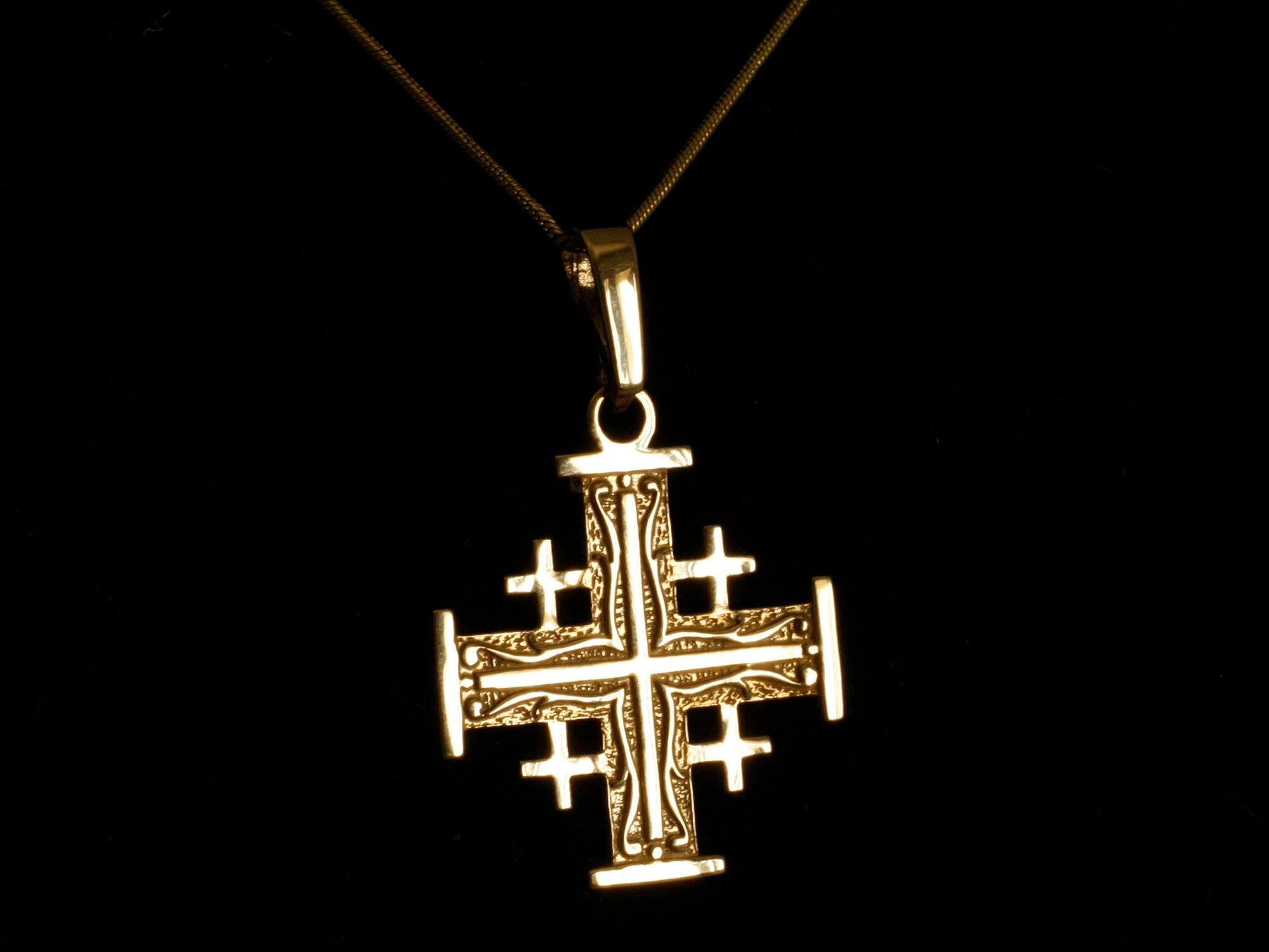 Jerusalem Cross Pendant Necklace ,crusader Solid Gold Christian Fife ...