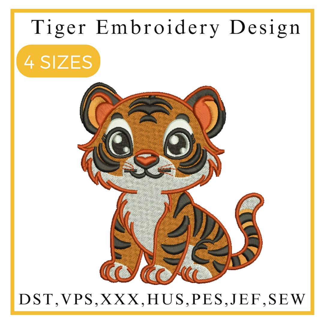 Tiger Embroidery Design, Cute Tiger Embroidery, Tiger Mini. Tiger ...