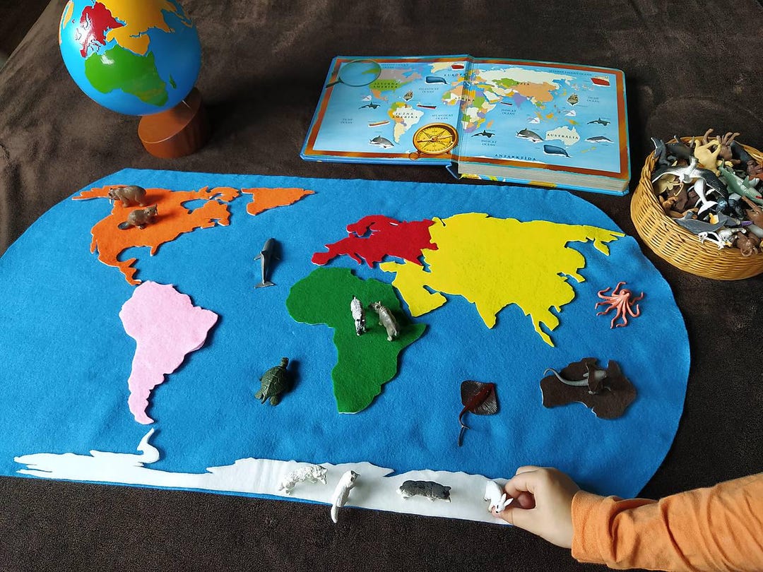 Felt World Map Continents - Etsy