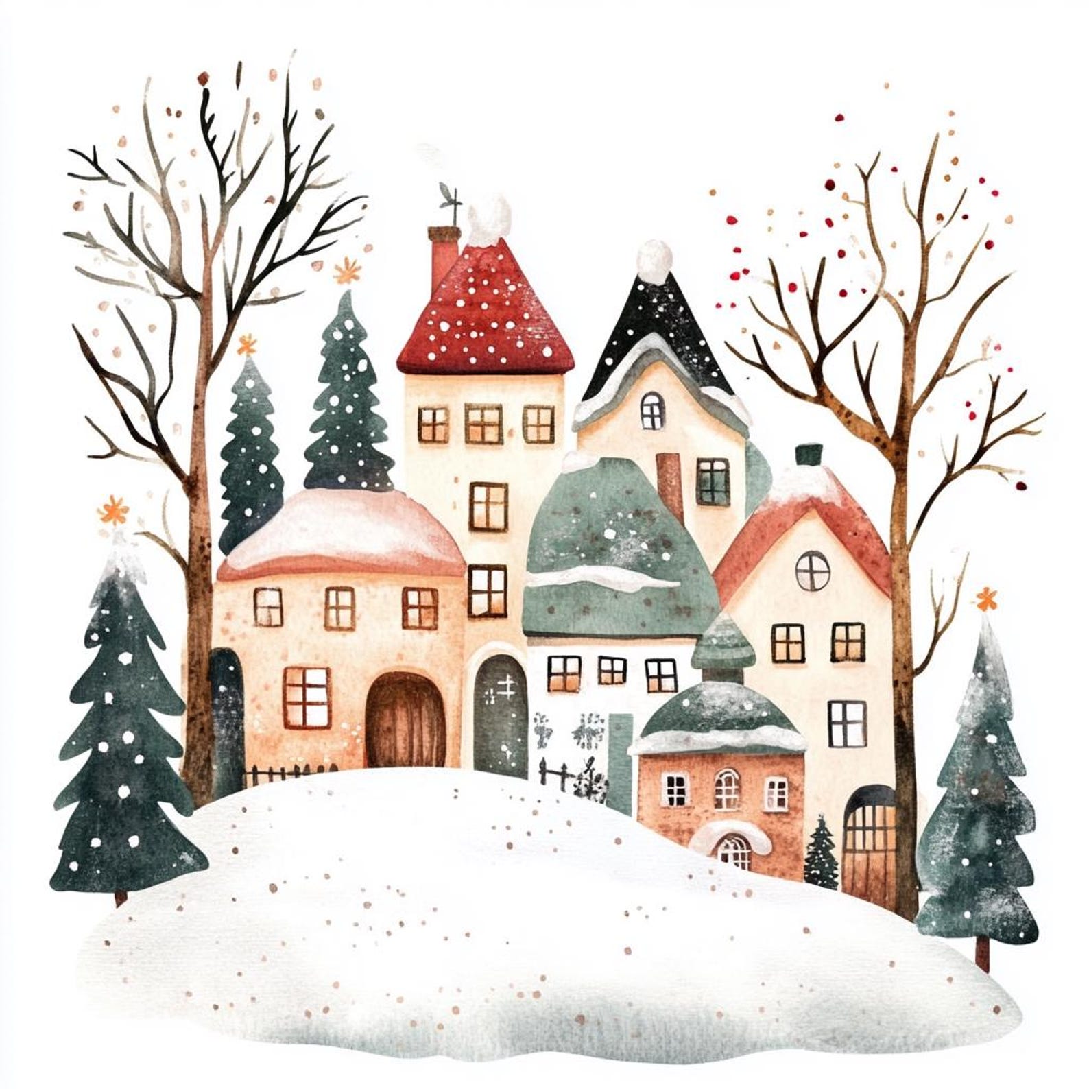 Christmas House Clipart, Christmas Card Art PNG, Christmas Clipart ...