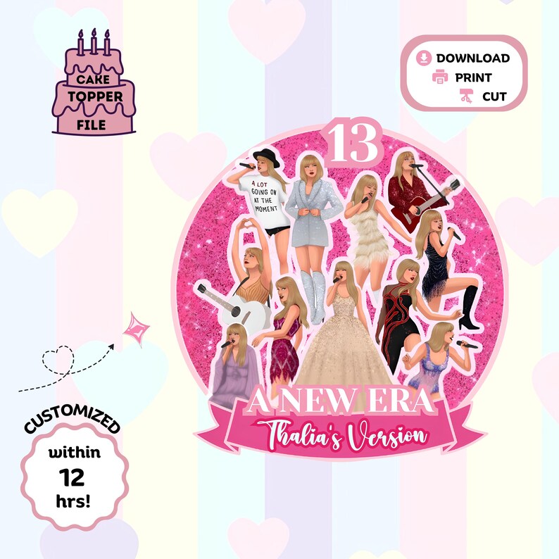Taylor Cake Topper Printable Swift Cake Topper Taylor Birthday Party ...