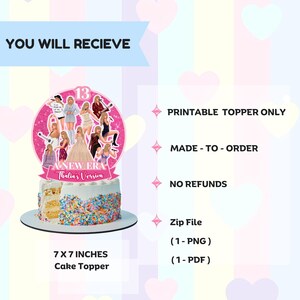 Taylor Cake Topper Printable Swift Cake Topper Taylor Birthday Party ...