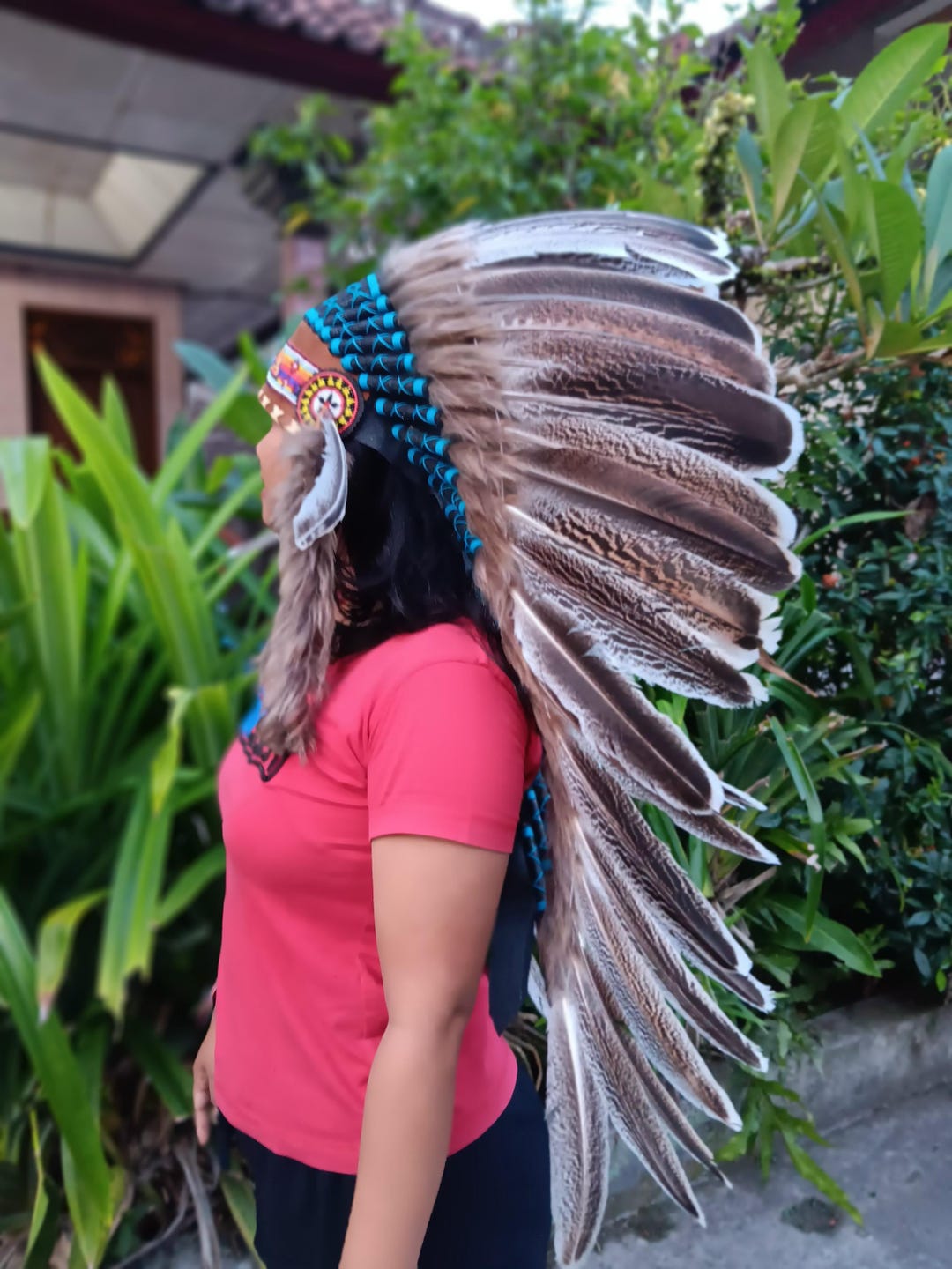 Indian Headdress Feather Turkey War Bonnet Medium Size Handmade - Etsy