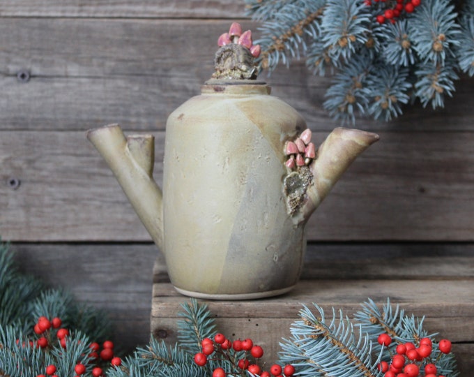 Stoneware Teapot With Mushrooms and Little Snail Stoneware - Etsy