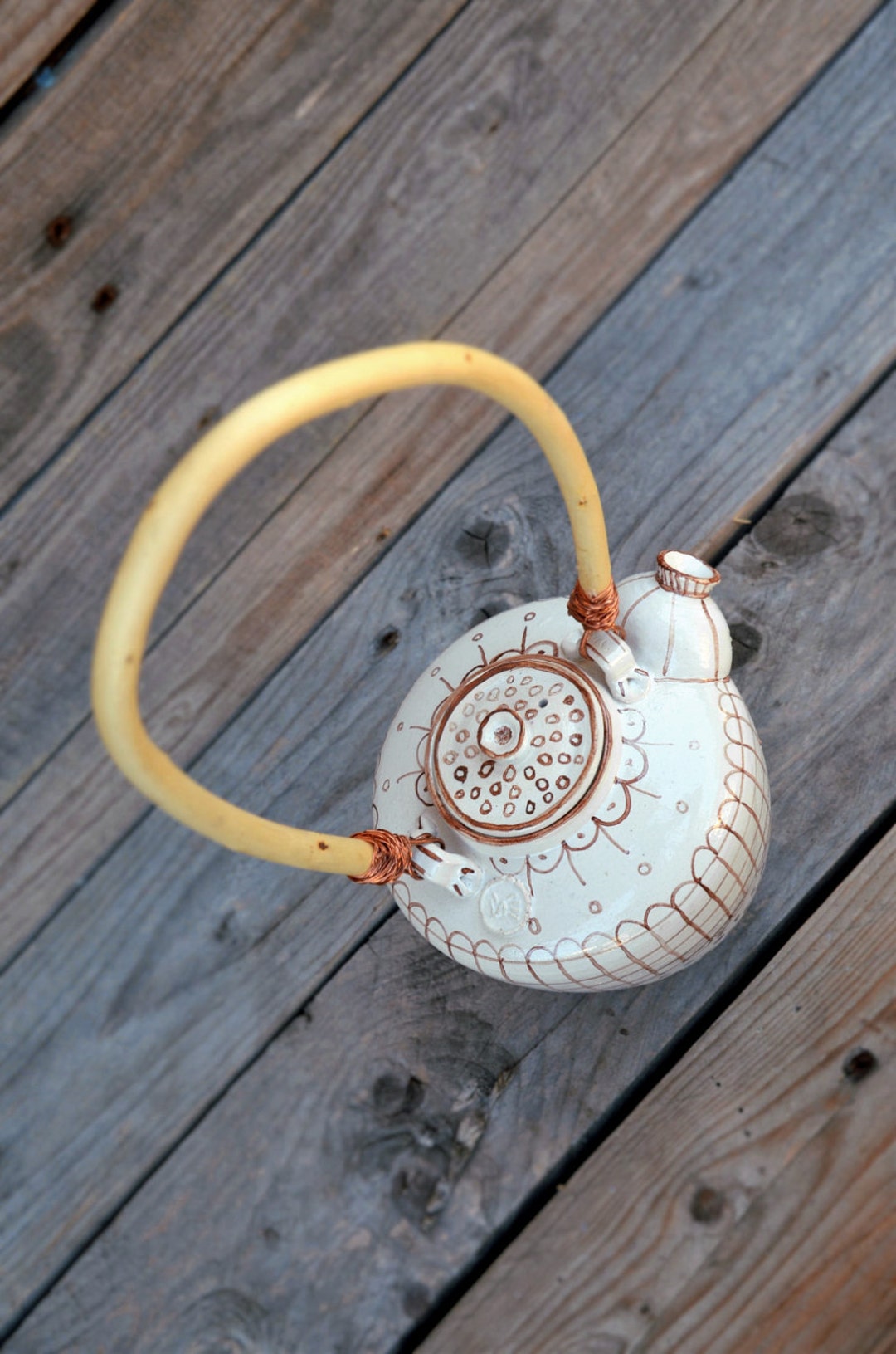 Handmade Stoneware Teapot – Rustic White Ceramic Teapot With Willow ...