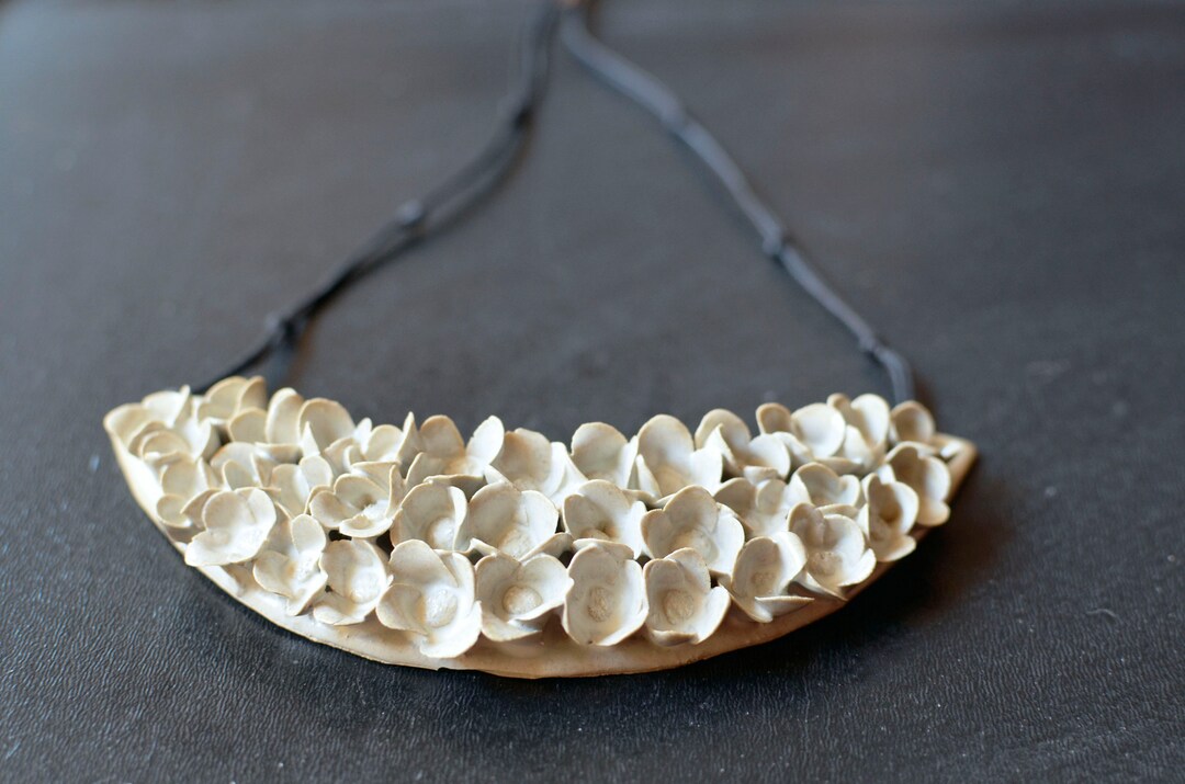 Statement Stoneware Necklace With Hydrangea Flowers - Etsy