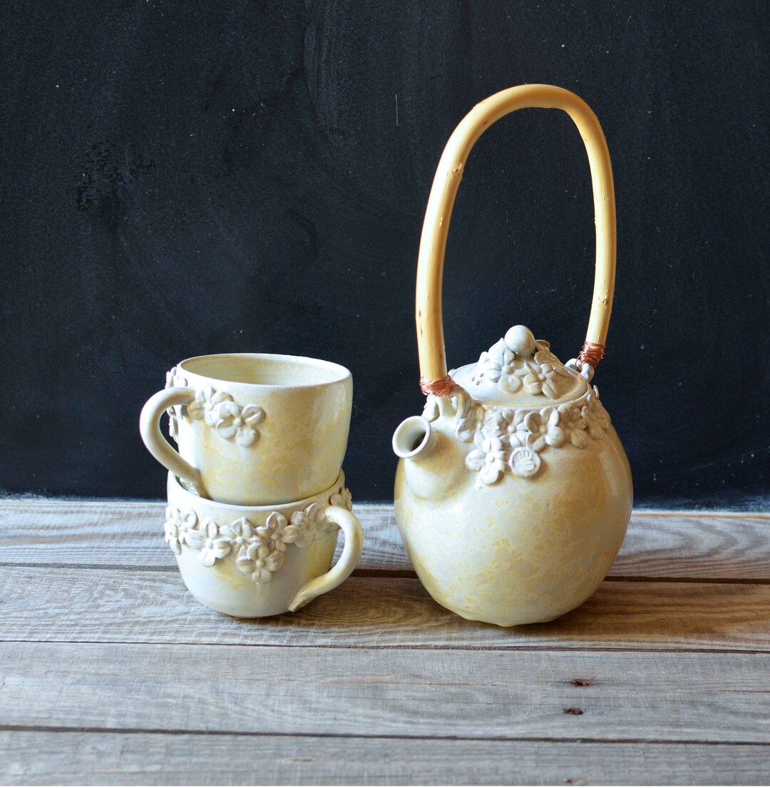 Stoneware Set of Teapot and Two Teacups - Made to Order - Little ...