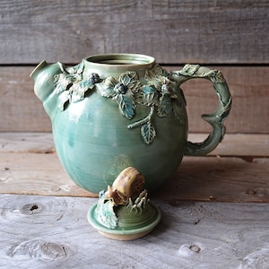 A Snail on the Teapot - MADE TO ORDER - Stoneware Teapot With Snail and ...