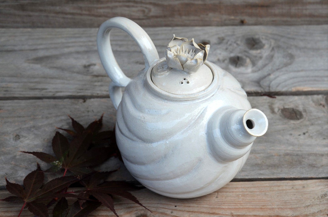 Waterlily Teapot - MADE TO ORDER - Stoneware Teapot With a Waterlily ...