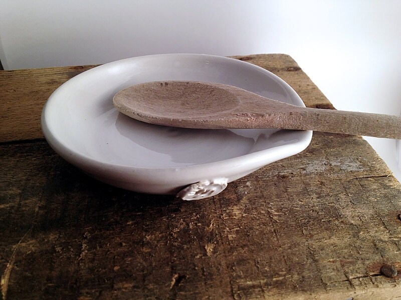 Stoneware Spoon Rest in White - Etsy