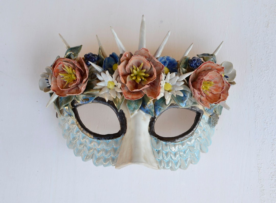 Flowers Mask - Stoneware - Etsy