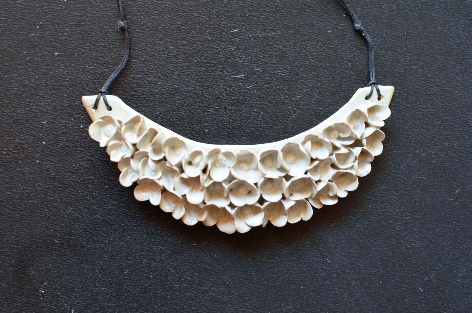 Statement Stoneware Necklace With Hydrangea Flowers | Etsy