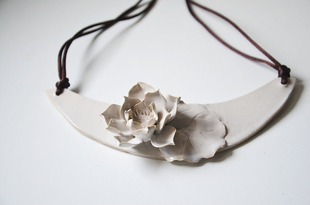 Stoneware Necklace Waterlily - Waterlily Necklace - Statement Necklace ...
