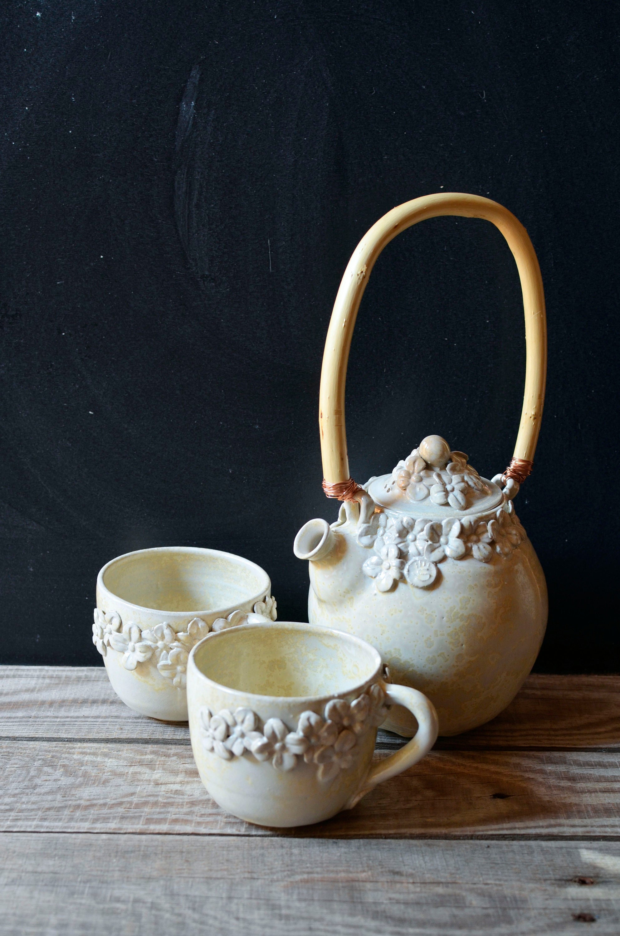 Stoneware Set of Teapot and Two Teacups - Made to Order - Little ...