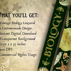 Vintage Gold Biology Lanyard Custom Digital Design Commercial Use ...