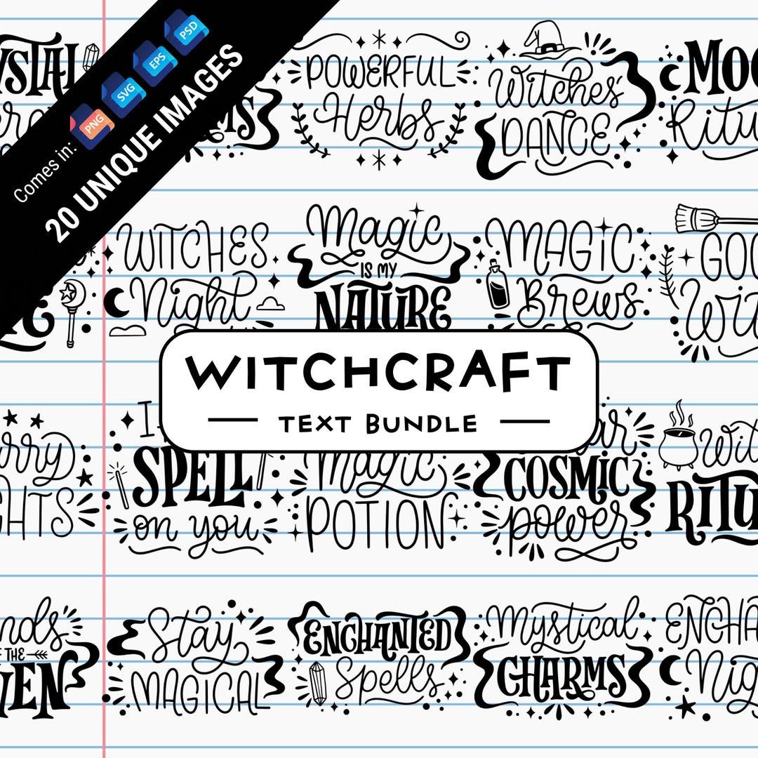 Witchcraft Text Bundle 20 Pcs Printable for Commercial Use Instant ...
