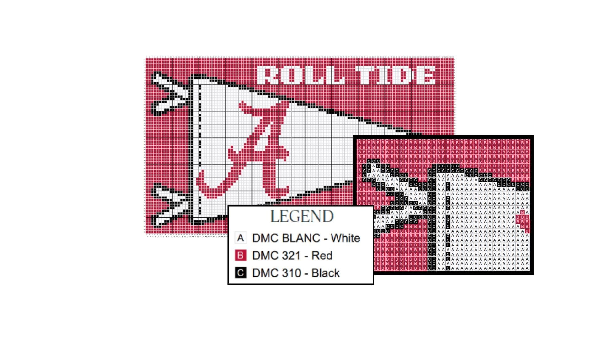 Alabama Crimson Tide Pennant Needlepoint Pattern (PDF) - Etsy