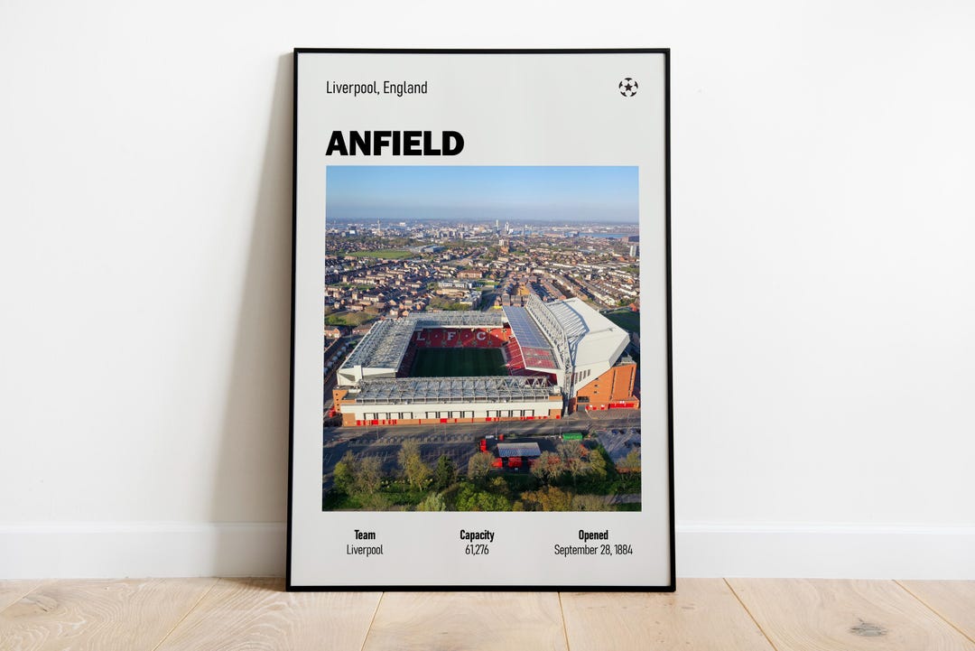Anfield Stadium Poster, Liverpool Print, Soccer Fans, Football Poster ...