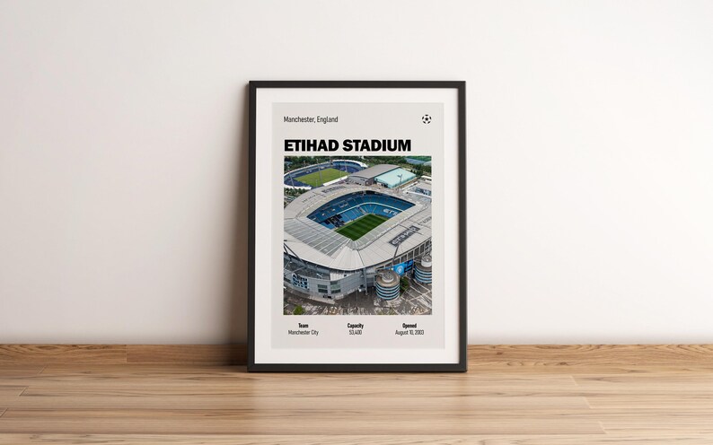 Etihad Stadium Poster: Manchester City Football Print - Etsy
