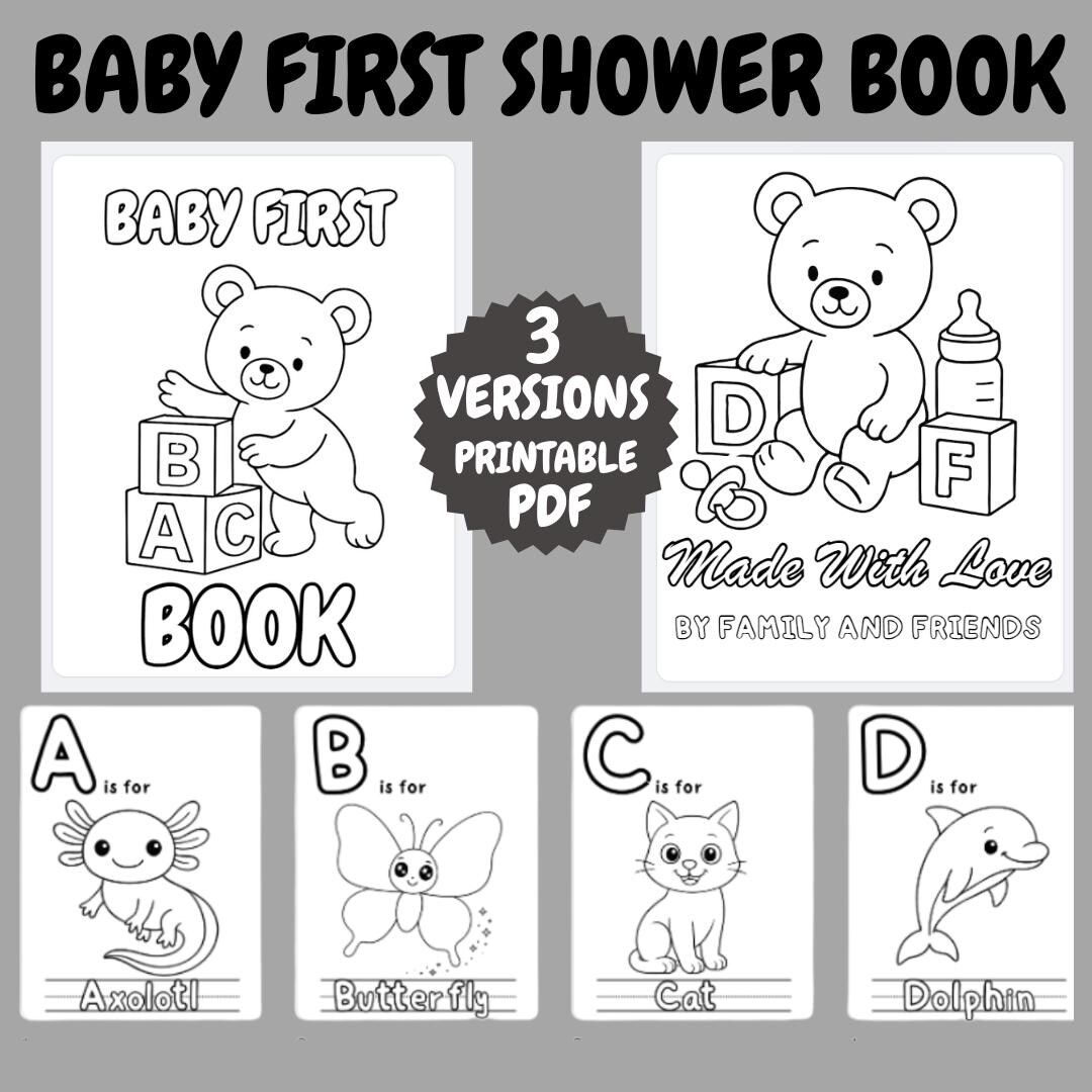 ABC Baby Shower Coloring Book, Baby’s First Alphabet Coloring Book,cute ...