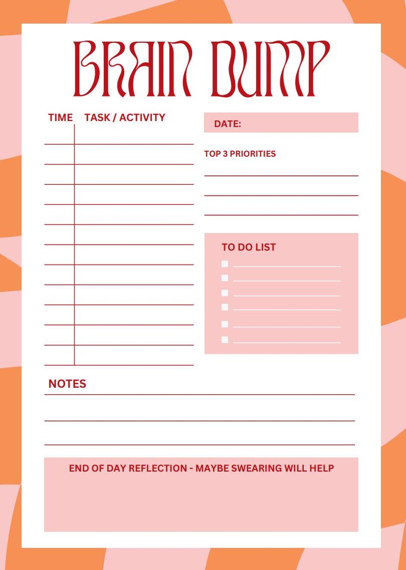 Brain Dump | A5 Notepad | Tear off Notepad | Desk Pad | Productivity ...