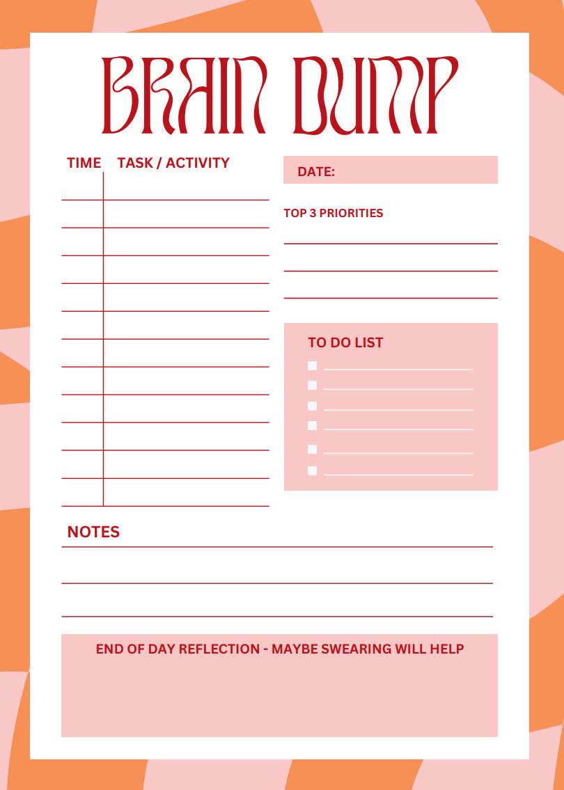 Brain Dump | A5 Notepad | Tear off Notepad | Desk Pad | Productivity Pad | Mental Health | List ...
