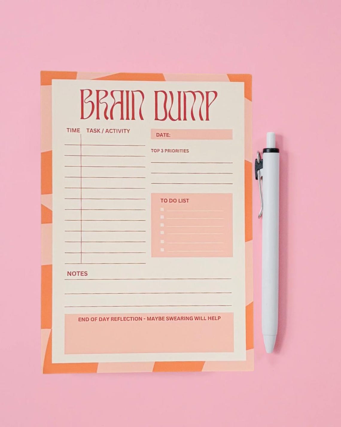 Brain Dump | A5 Notepad | Tear off Notepad | Desk Pad | Productivity ...