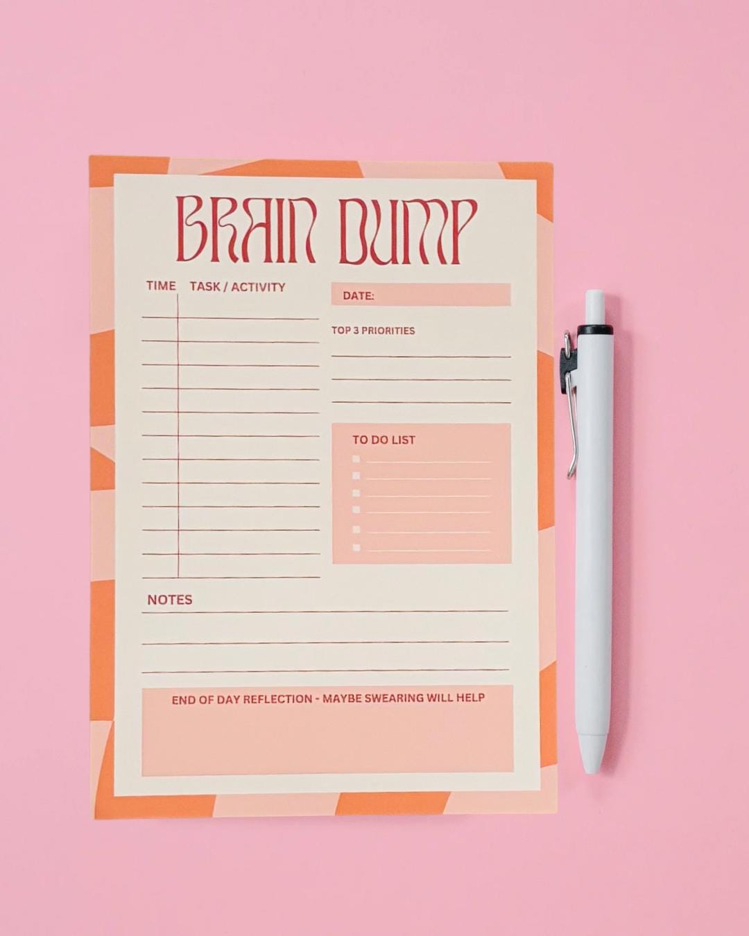 Brain Dump | A5 Notepad | Tear off Notepad | Desk Pad | Productivity ...