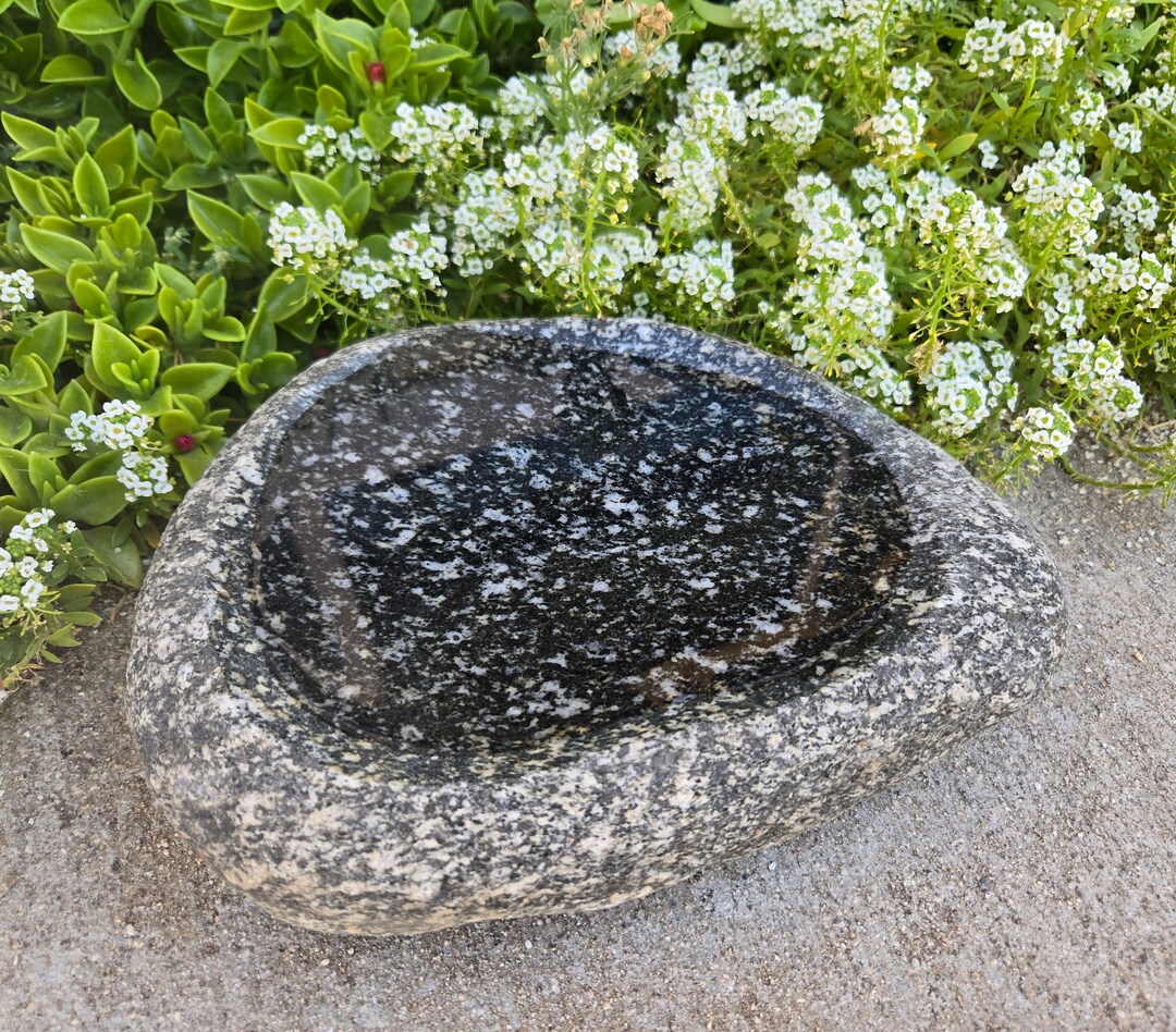 Handcrafted River Stone Bird Bath - Etsy