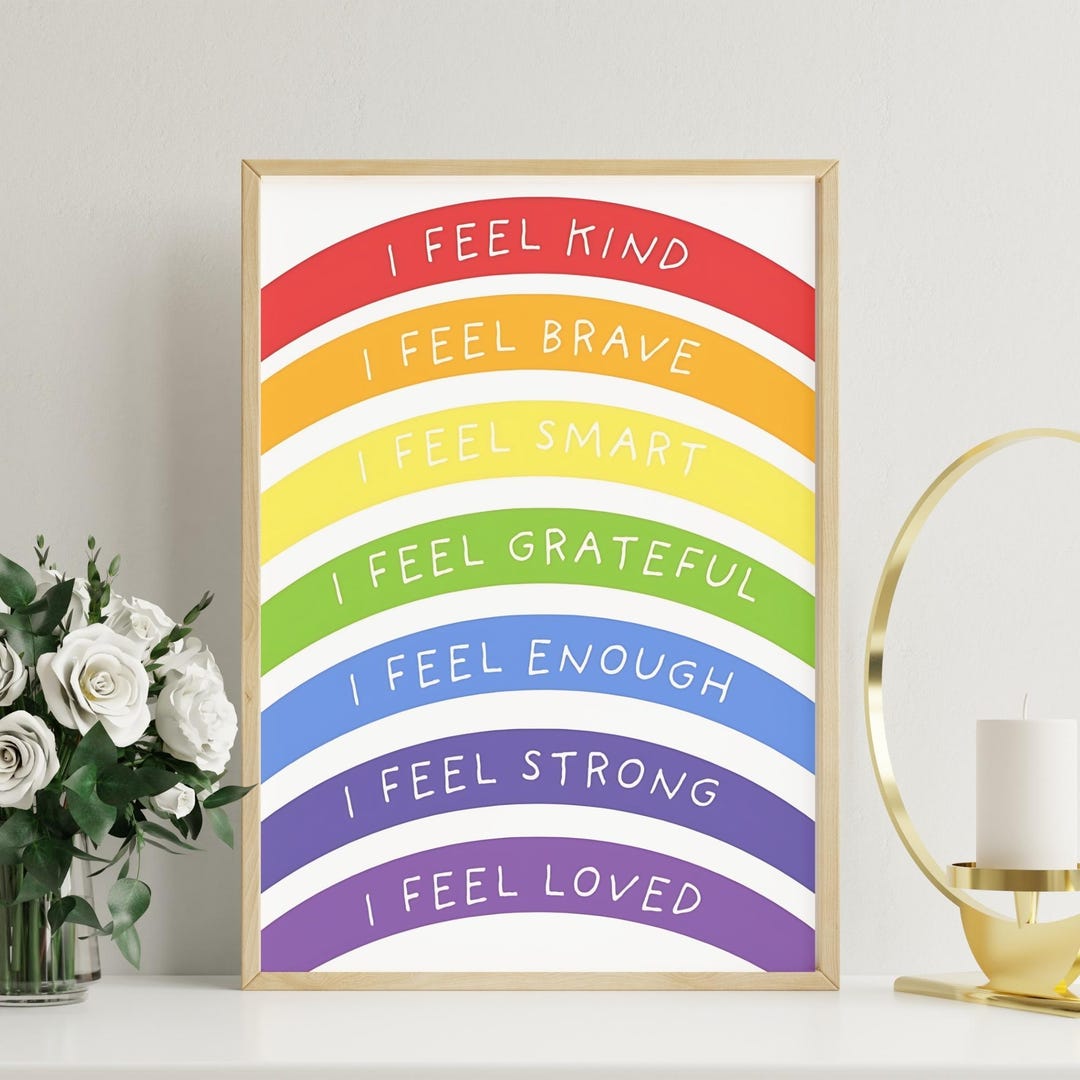 Rainbow Affirmations Wall Art | Diversity Inclusion Decor for Nursery ...