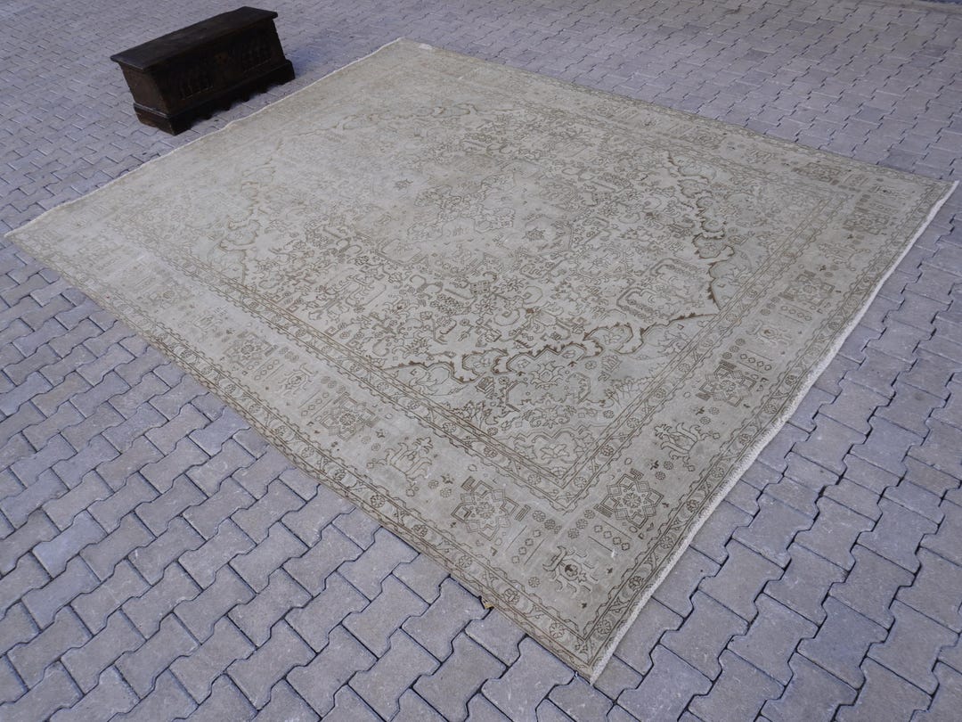 10x12 Neutral Rug, Wool Large Rug, Vintage Area Rug, Rugs for Living ...