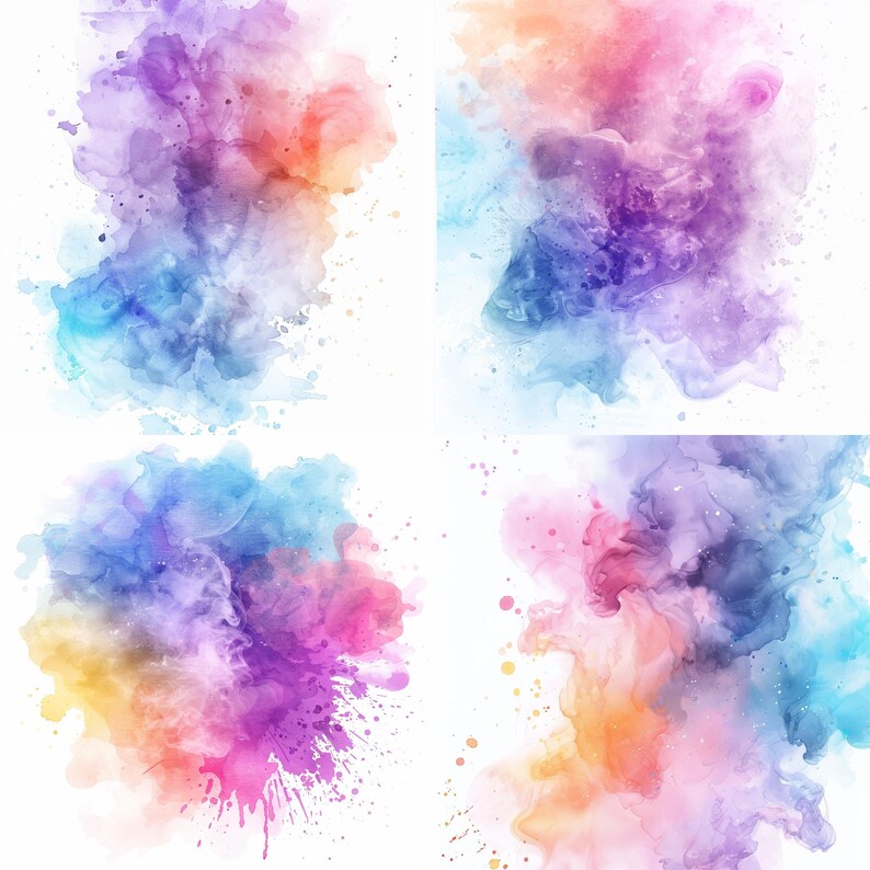 24 Watercolor Ink Blot Clipart, Abstract Painting Digital Download ...
