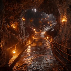 24 Dark Cave With Eerie Staircase Clipart, Underground Grotto ...
