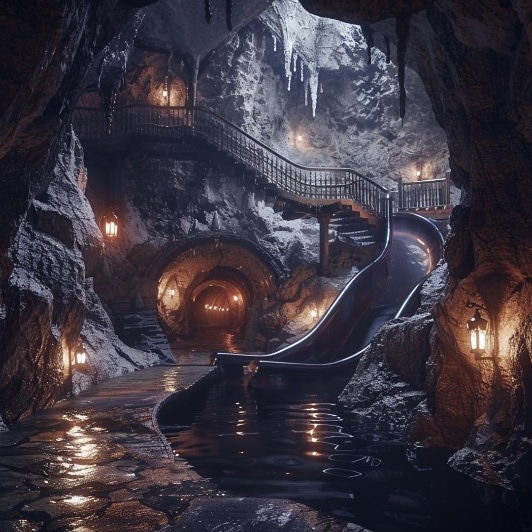 24 Dark Cave With Eerie Staircase Clipart, Underground Grotto ...