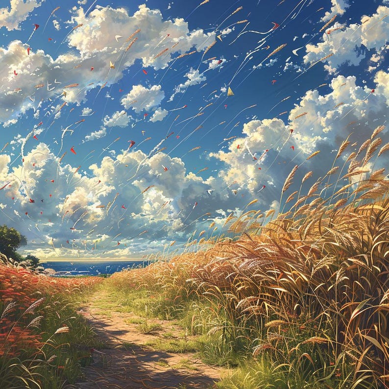 24 Autumn Field Clipart, Landscape Clipart, Botanical Meadow Clipart ...