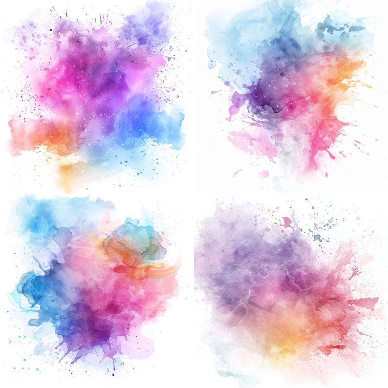 24 Watercolor Ink Blot Clipart, Abstract Painting Digital Download ...