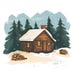 24 Cute Winter Cabin Clipart, Snowy Mountain Landscape Illustration ...