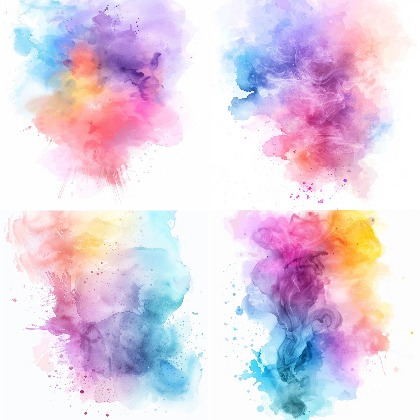 24 Watercolor Ink Blot Clipart, Abstract Painting Digital Download ...