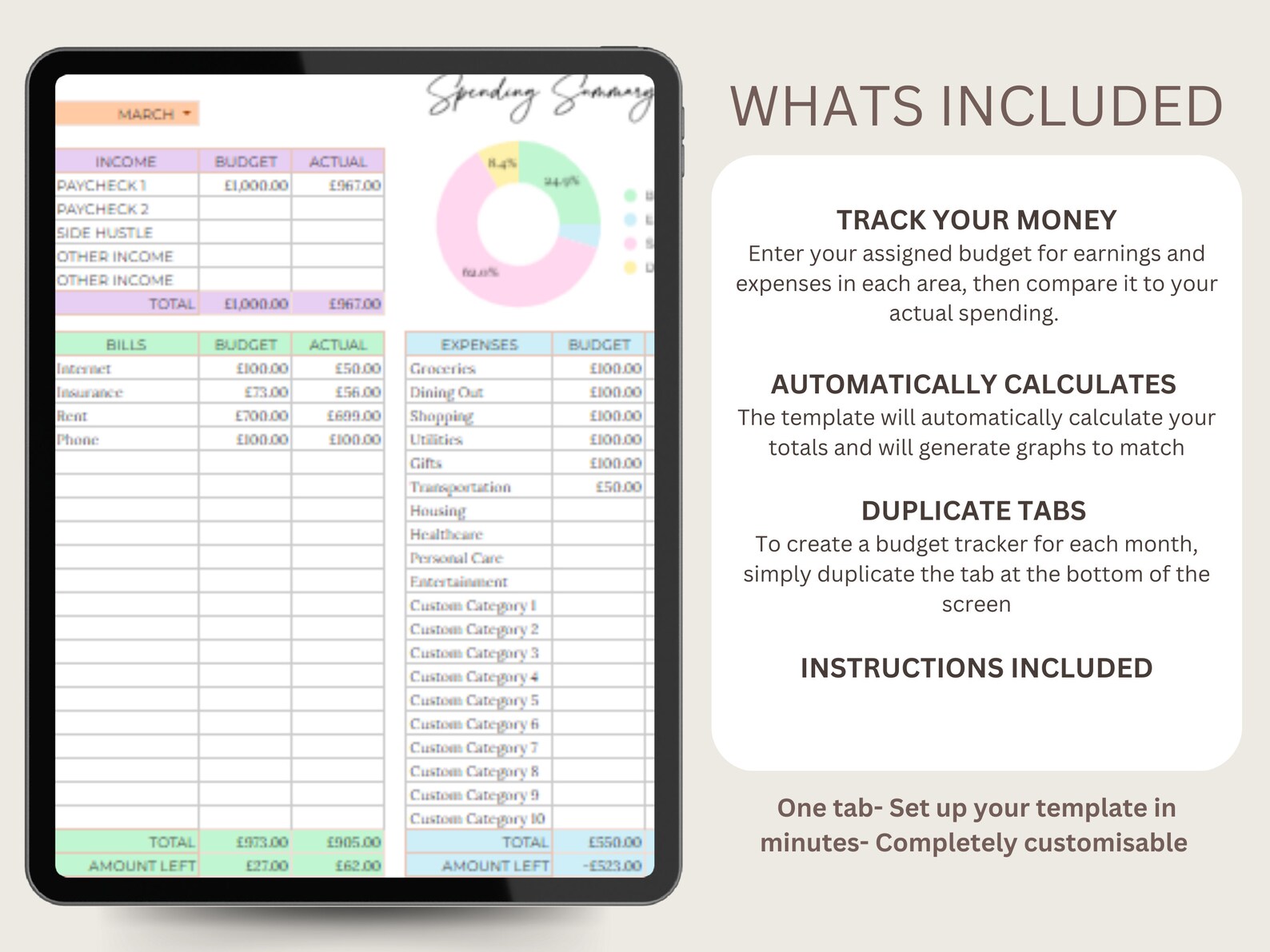 Digital Monthly Budget Planner I Simple Monthly Tracker I Personal ...