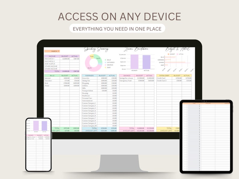Digital Monthly Budget Planner I Simple Monthly Tracker I Personal ...