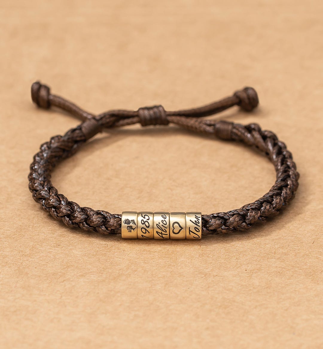 Personalized Mens Adjustable Bracelet, Custom Kid Name Bracelet for Men, Dad Bracelet, Christmas ...