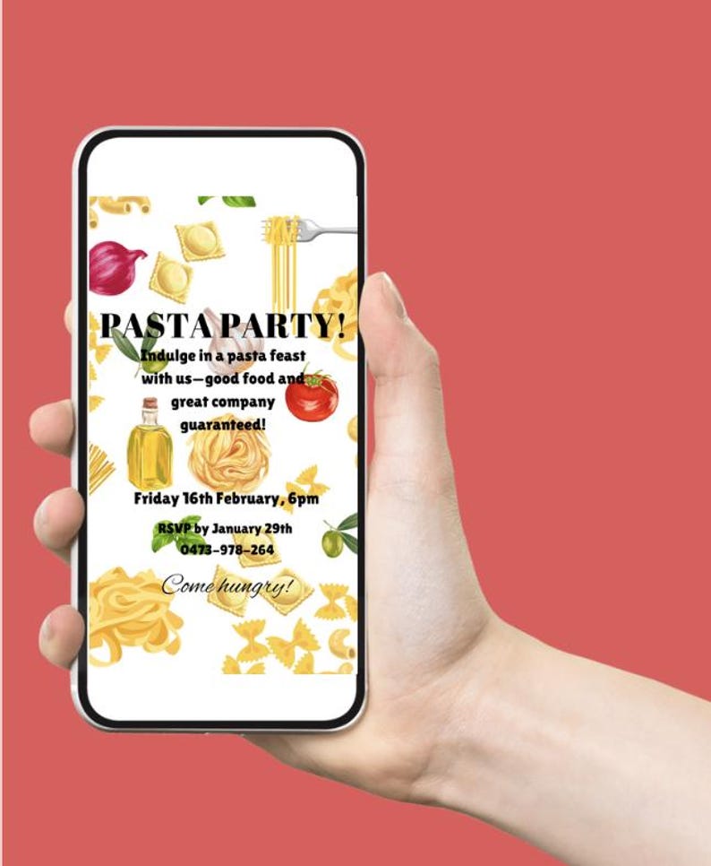 Pasta Party Invitation Template, for Pasta Eating And/or Making Parties ...