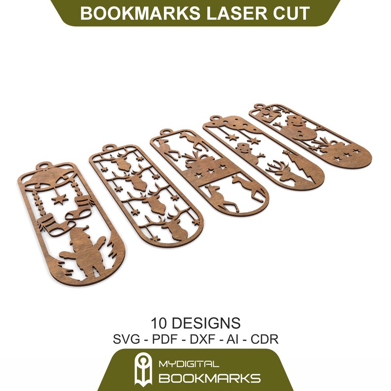 Laser Cut File Christmas Bookmark, Bookmarks SVG Laser Cut File ...