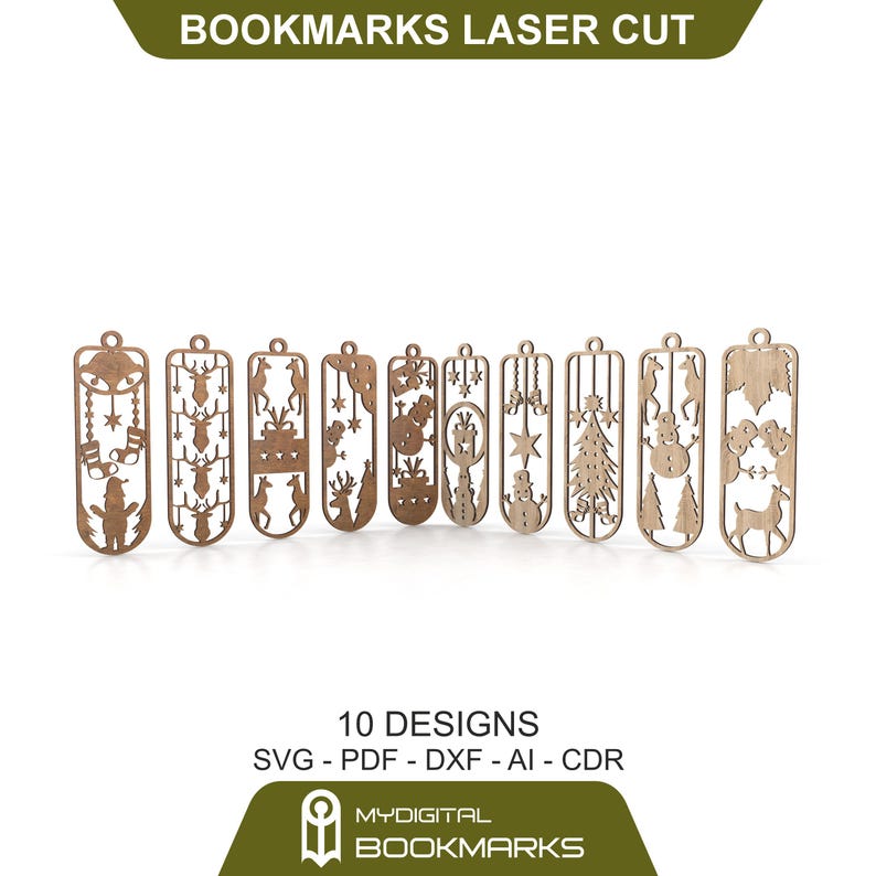 Laser Cut File Christmas Bookmark, Bookmarks SVG Laser Cut File ...