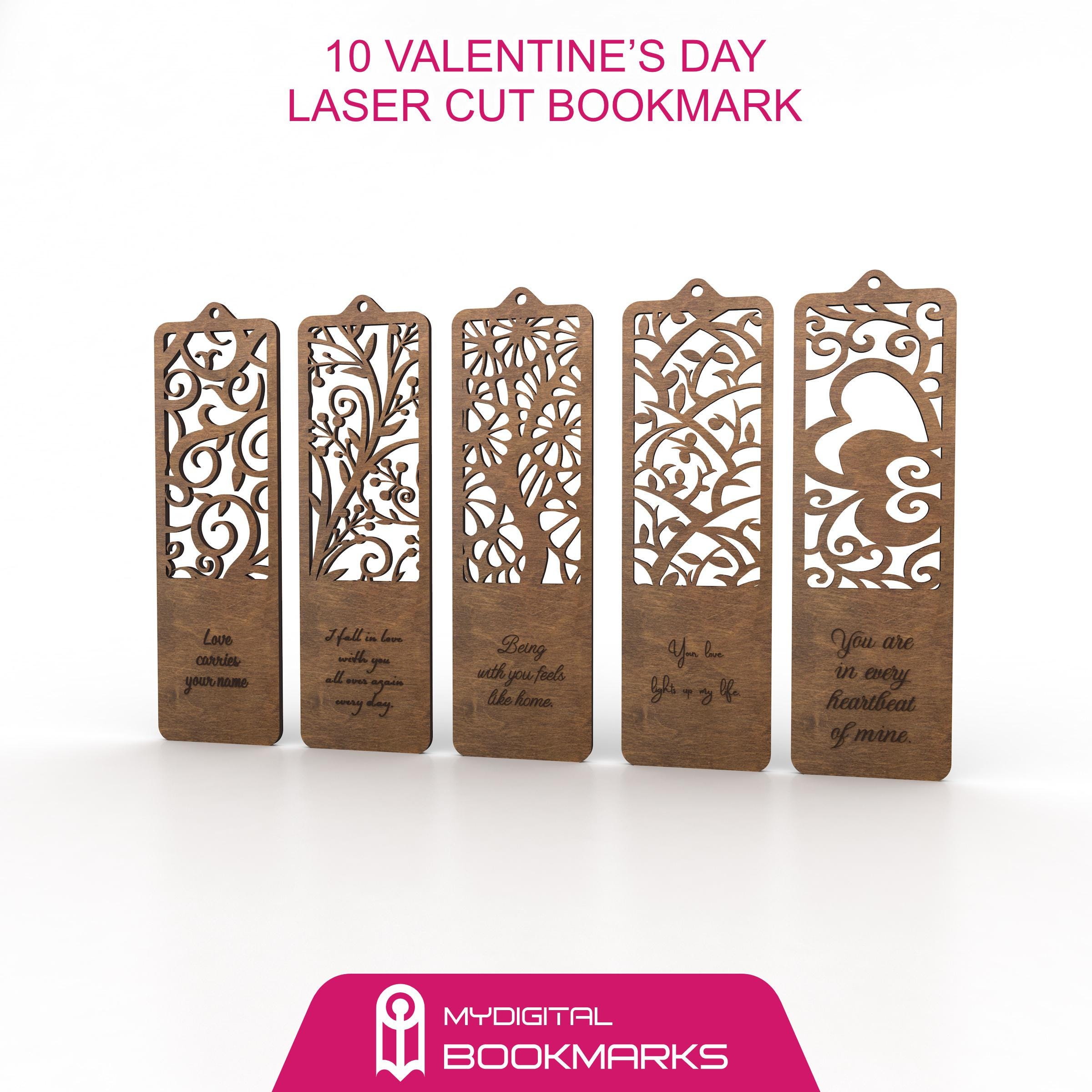 Valentine's Day Bookmark Laser Cutting Files, 10 Pcs Bookmark Laser ...